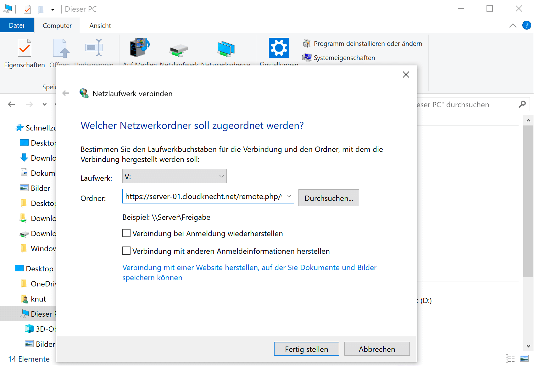 WebDav Laufwerk (NextCloud)mit dem Explorer verbinden – SystemTechnics